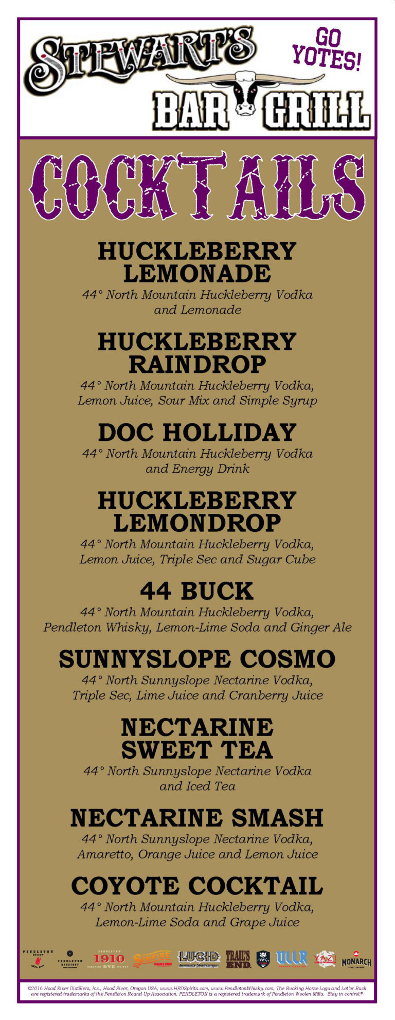 Our Menu – Stewart's Bar and Grill