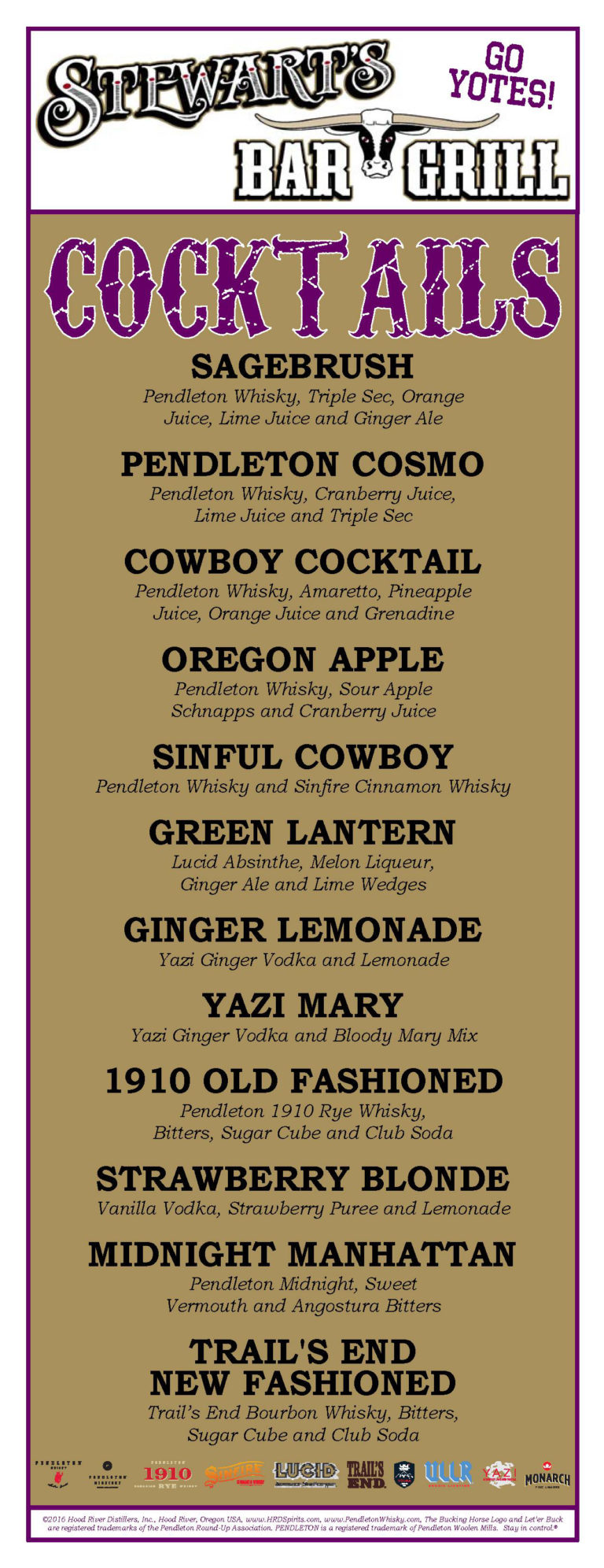 Our Menu – Stewart's Bar and Grill