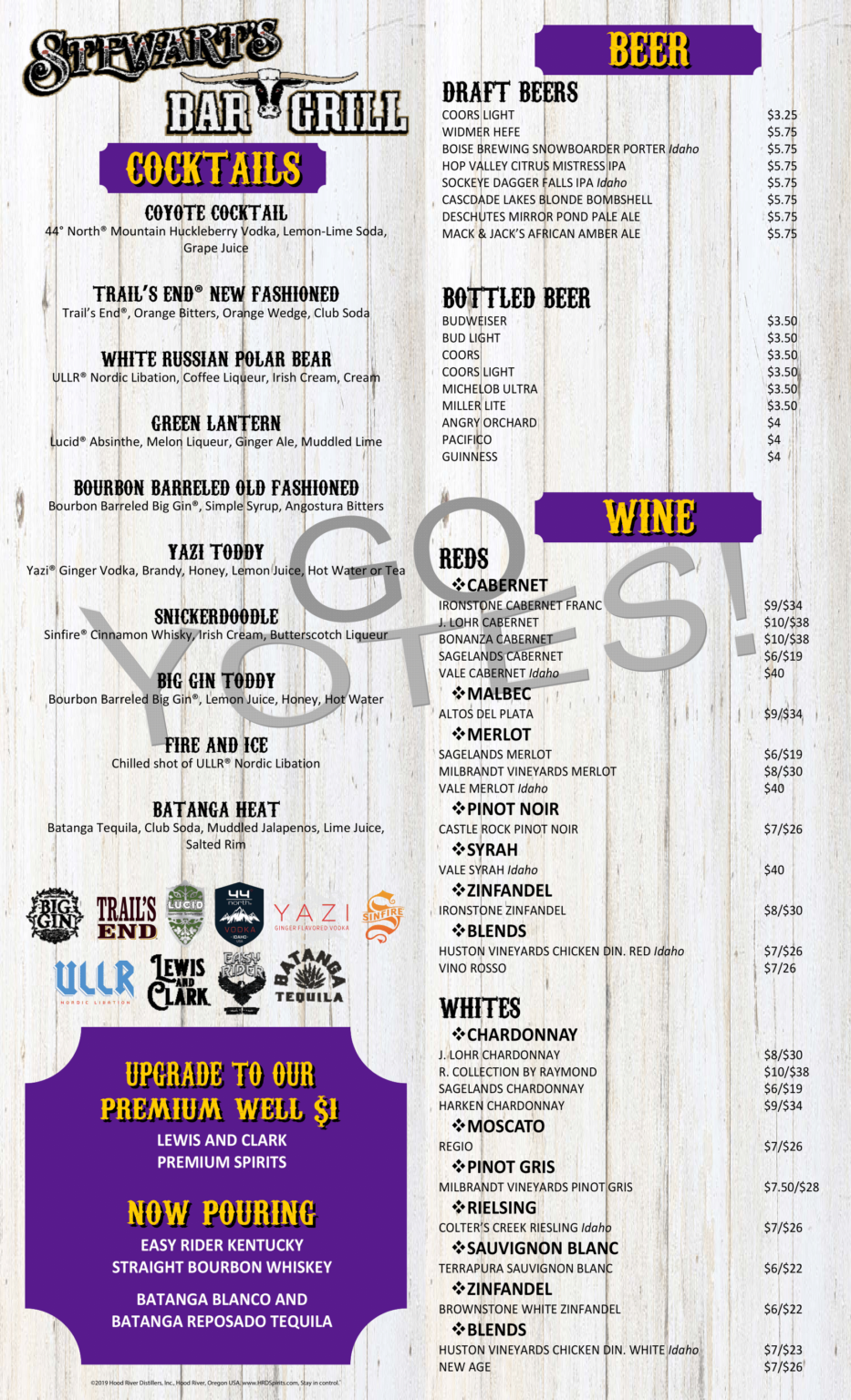 Our Menu – Stewart's Bar and Grill